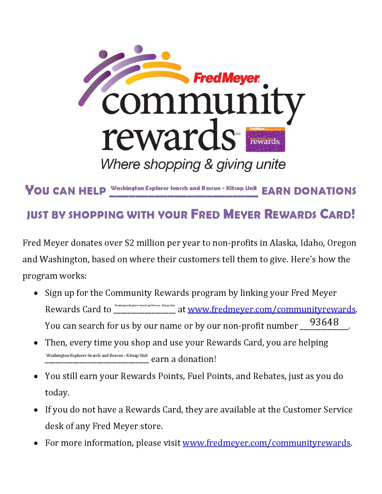 Kitsap WESAR joins Fred Meyer Community Rewards – Washington Explorer ...
